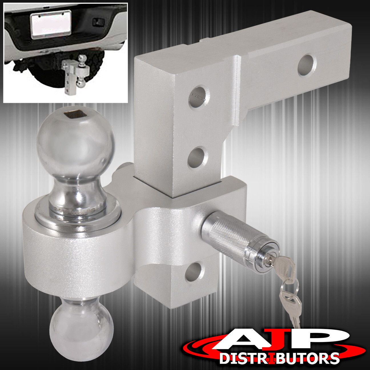 Universal 2" Hitch 6" Drop Trailer Towing Reciever Heavy Duty Dual Ball ...