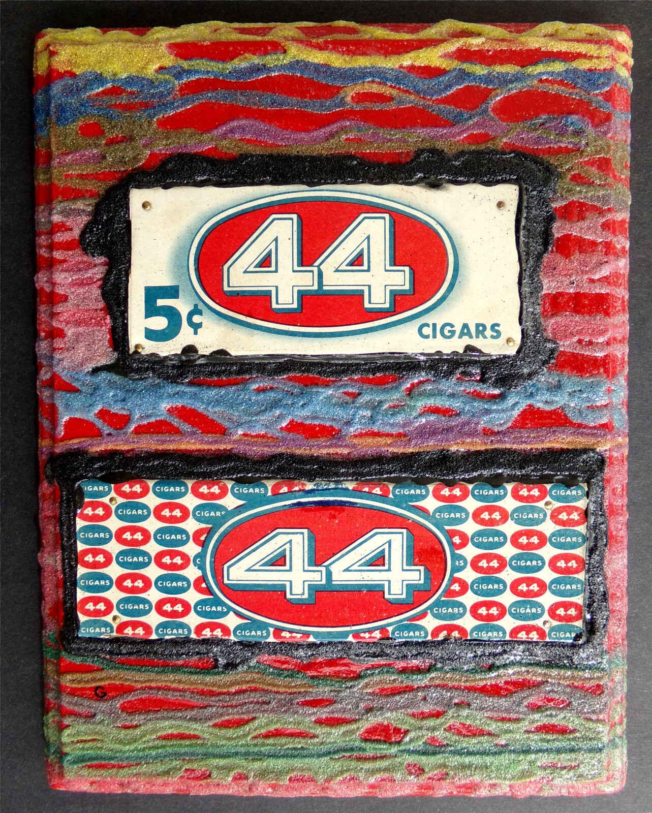 "44" Vintage 5 Cent Cigar Box Collage Art Painting Mixed Media Original ...