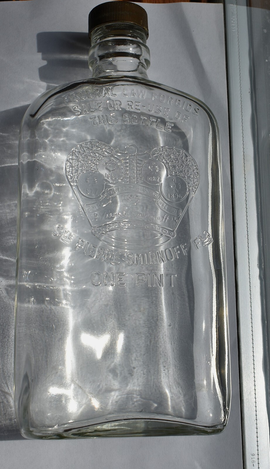 Vintage Embossed Ste Pierre Smirnoff Fls Curved Pint Crown Liquor ...