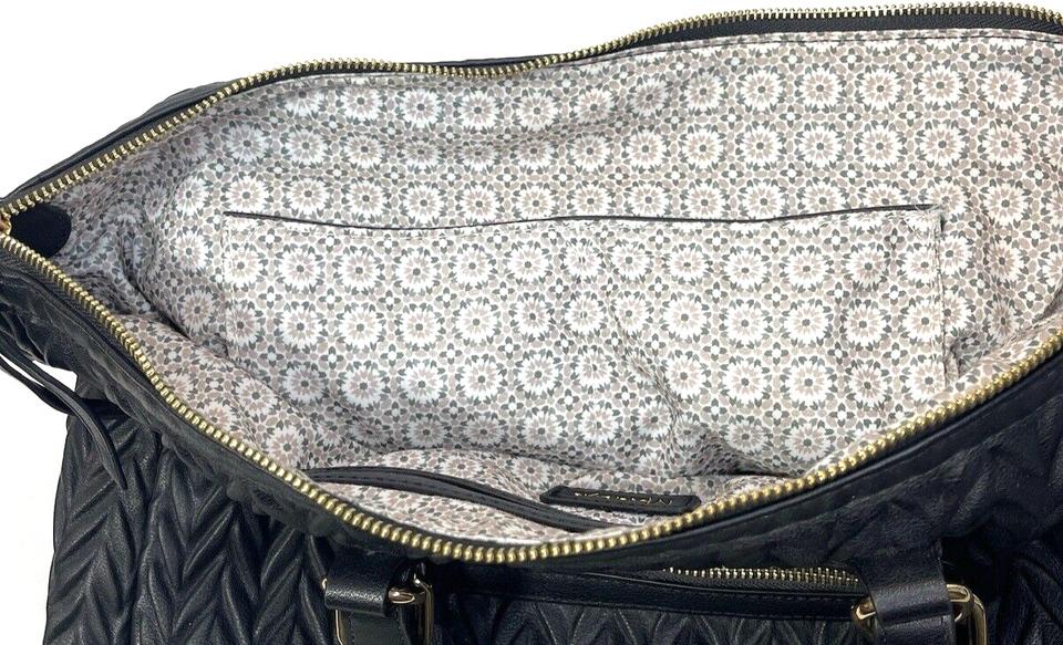 Women's Large Moda Luxe Handbag Black Faux Leather Double Handled Tote ...