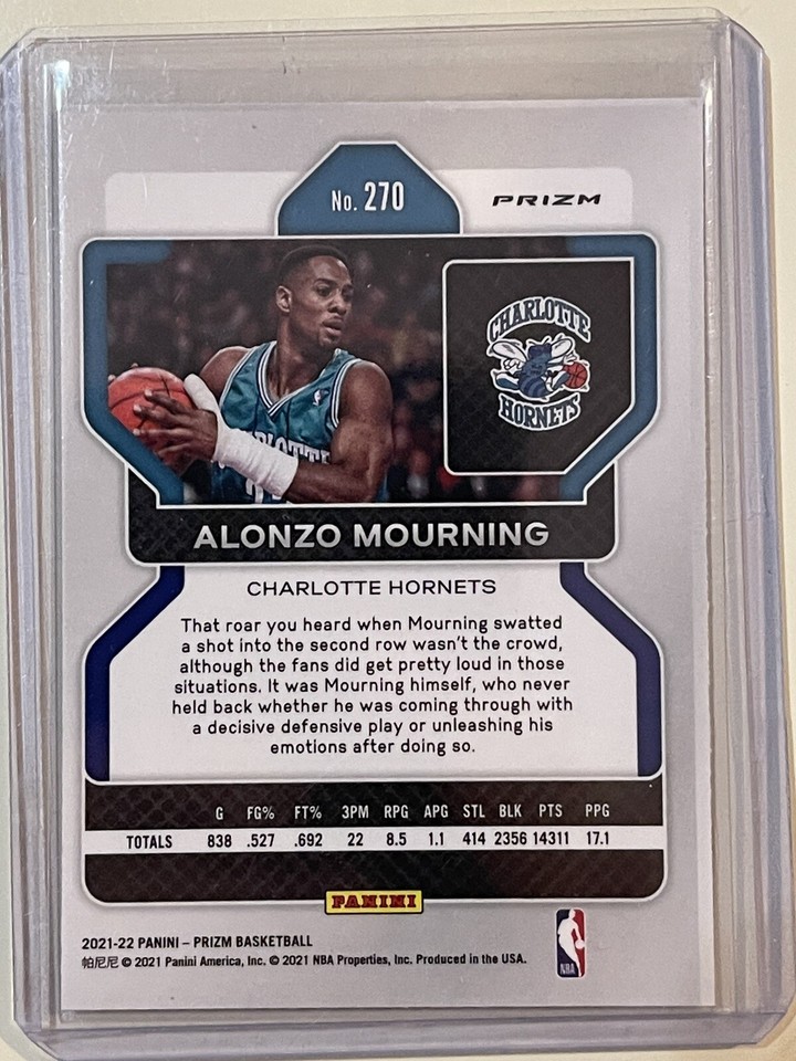 2021-22 Prizm Alonzo Mourning Blue Yellow Green Choice Refractor SP ...