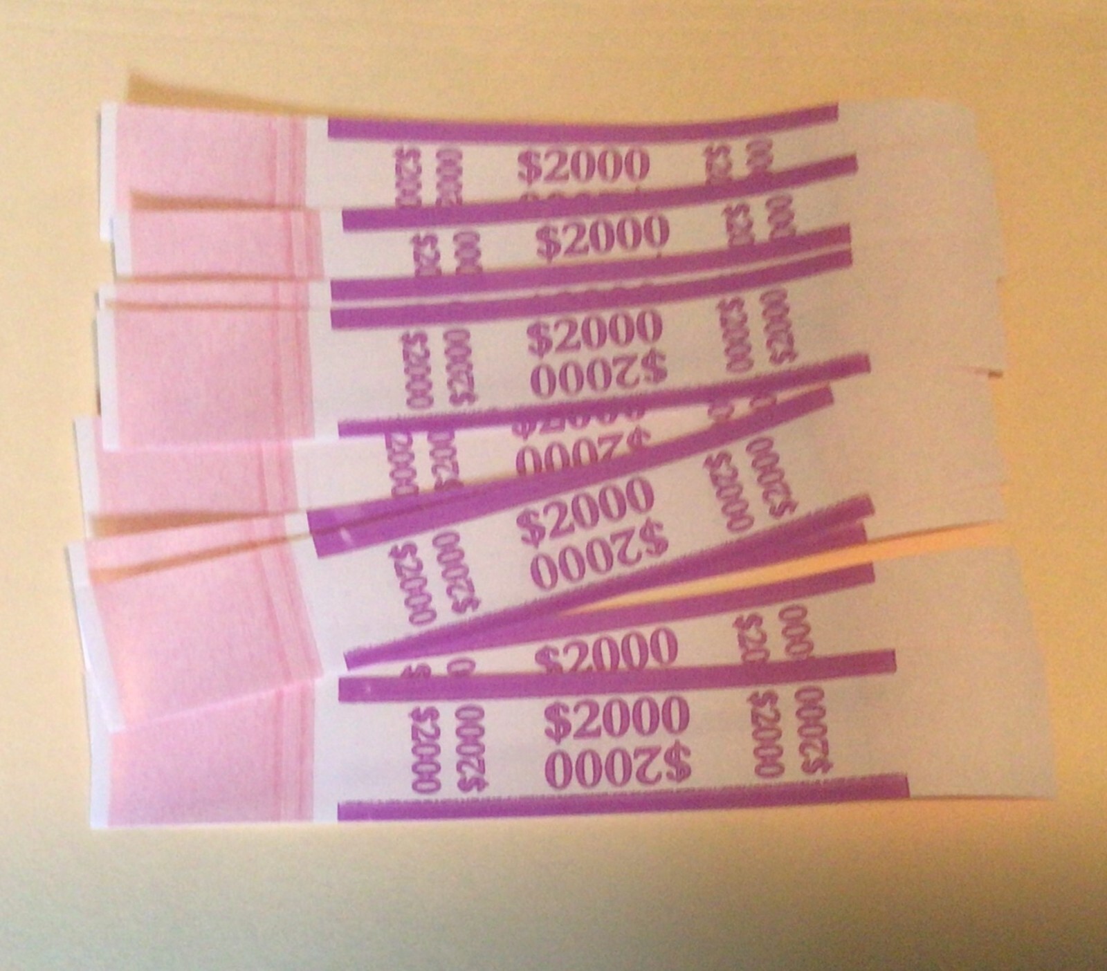 25 New Self Sealing Purple $2000 Straps Currency Bands for cash money ...