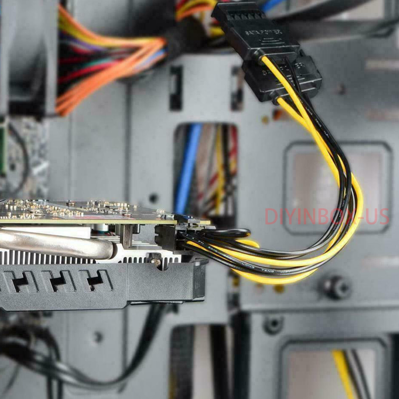 X5 Dual 15 Pin SATA Male To PCI-E GPU 8 Pin Female Video Card Power ...
