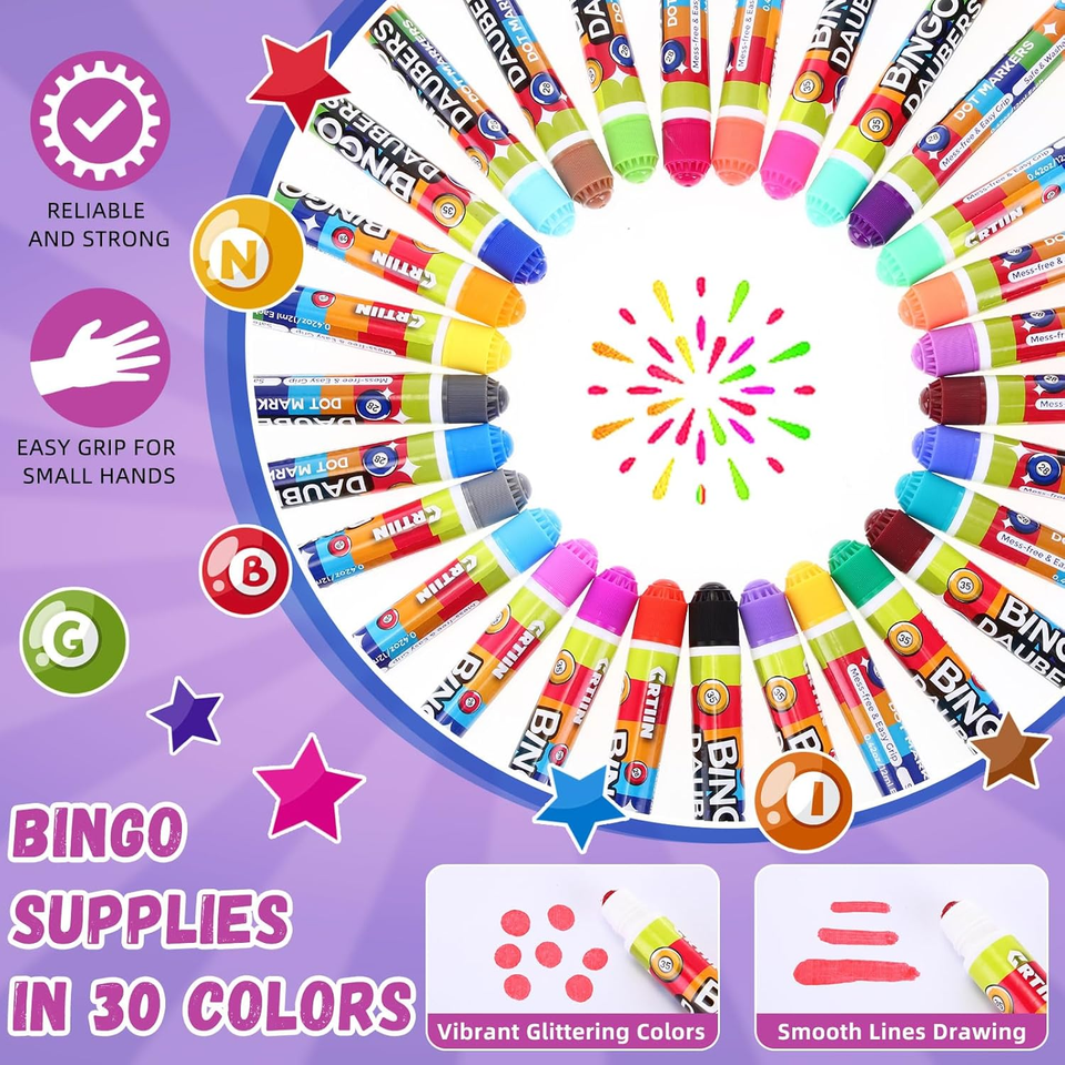 90 Pack Assorted Colors Set of Bingo Daubers Dot Markers Bulk Bingo ...