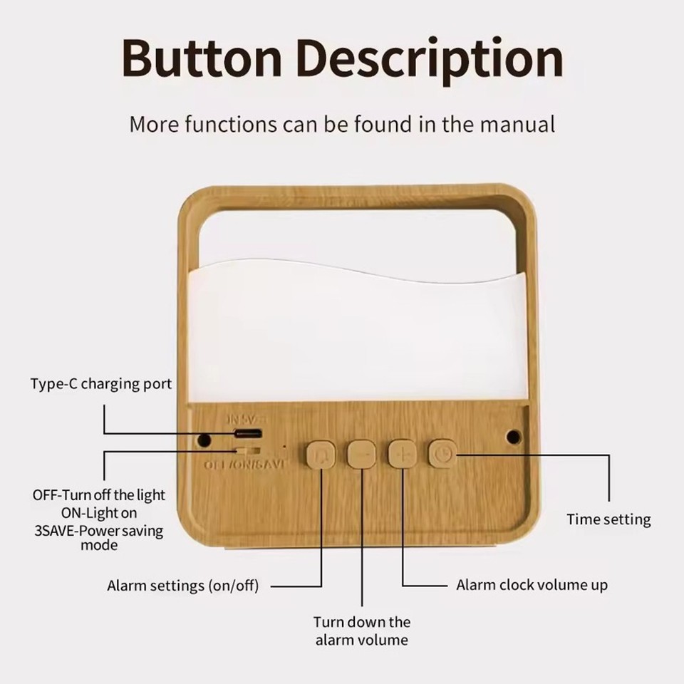 Digital Led Desk Alarm Clock Table Night Light Time Snooze USB Battery ...