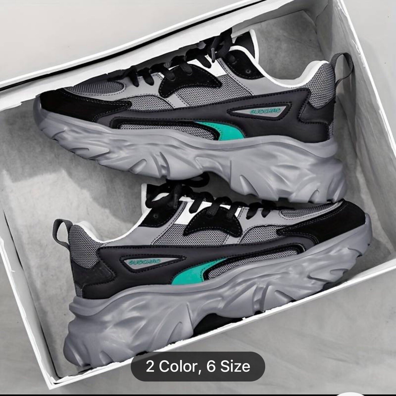 Mens Trendy Chunky shoes Non Slip Casual Lace Up Sneakers For Men Size ...