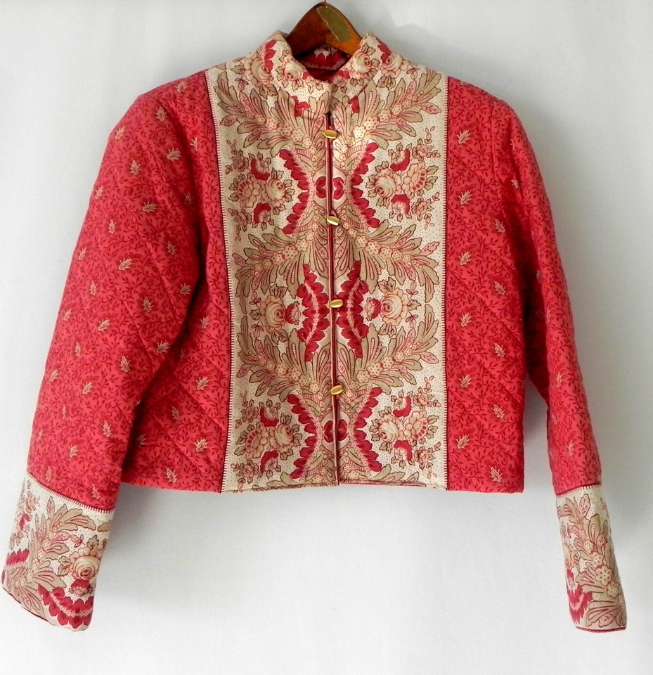 Handmade Quilted Insulated/ Crop Jacket Cotton Long Sleeve Band Neck ...