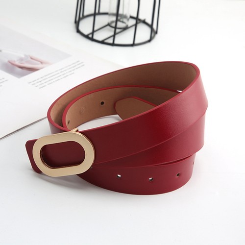 Adjustable Buckle Belt Women Solid Color Belt Stylish Wide Faux Leather ...