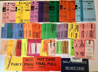SEE LIST 149pc 1977-1998 USPS US POST OFFICE MAIL SORTING TAGS CARDS ...
