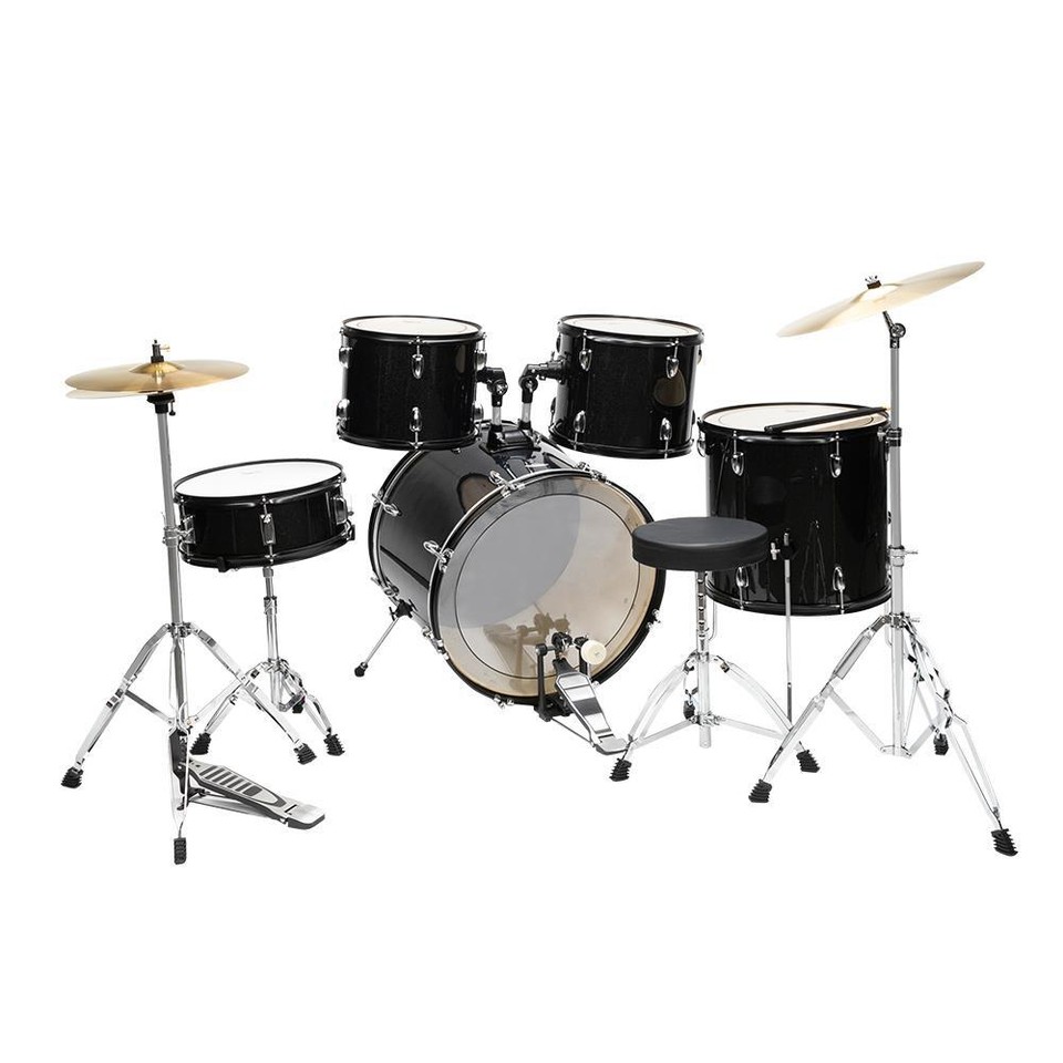 Glarry 5 Pieces Full Size Adult Drum Set Cymbals Kit with Stool ...