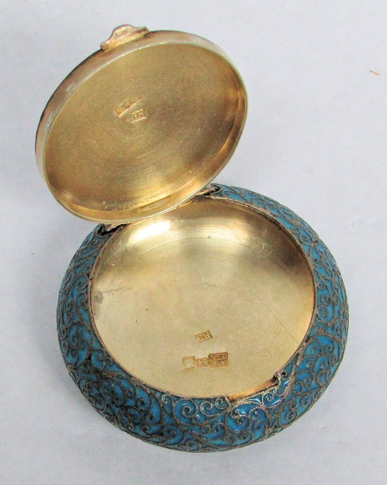 GENUINE 1892 RUSSIAN BLUE ENAMEL PILL BOX BY STEPAN LEVIN MOSCOW | eBay