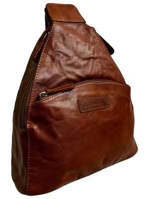 Rowallan Scotland Small Rustic Tan Leather Distressed Rucksack Backpack ...
