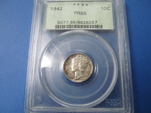 1942 PROOF MERCURY SILVER DIME - RARE PROOF SILVER DIME- PCGS PR65 ...