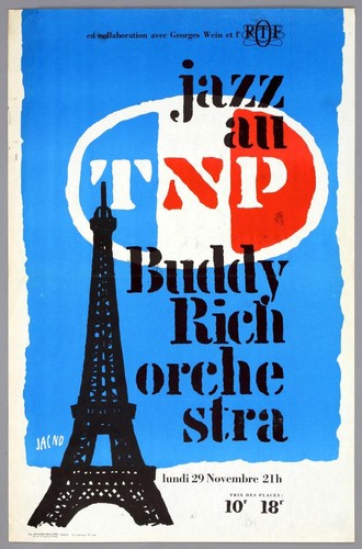 BUDDY RICH – mega rare vintage original Paris 1971 jazz concert poster ...