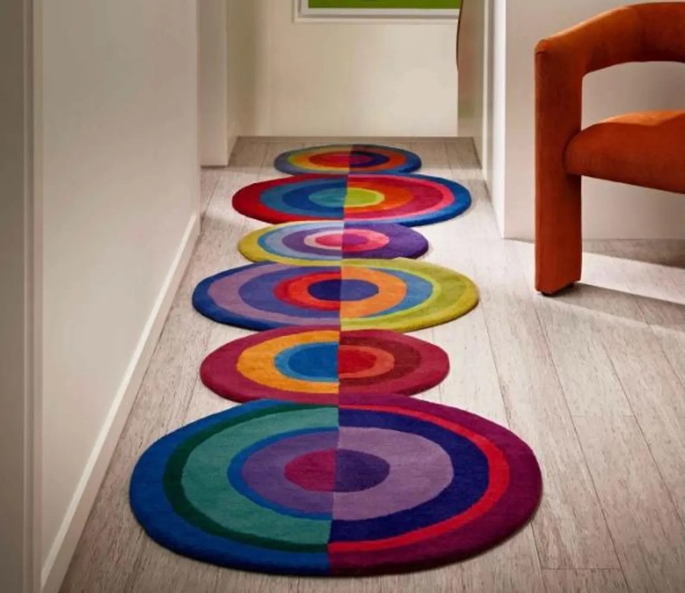 Rectangle design hand tufted multi colour wool rug hand made for living ...