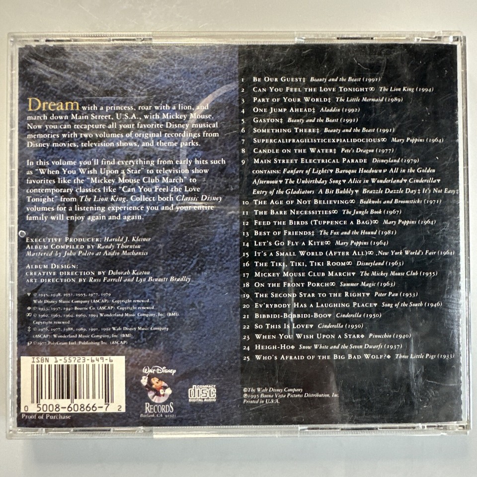 Classic Disney, Vol. 2 by Disney (CD, Apr-1995, Disney) 50086086672 | eBay