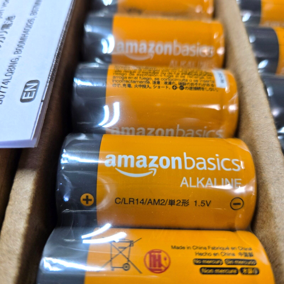 Amazon Basics 12-Pack C Cell Alkaline All-Purpose Batteries 1.5 Volt ...