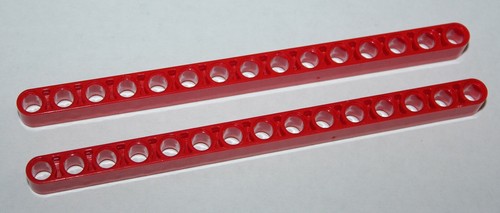 2 Lego Technic Red Liftarm 1x15 ref 32278/set 9398 8258 8288 8294 8081 ...
