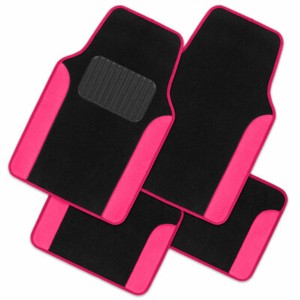 4pc Hot Pink Car Floor Mats for Auto Carpet Semi Custom Fit Heavy Duty ...