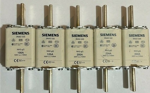 SIEMENS 3NA3 Fuses, 100A, 125A, 200A, 224A, 250A, 600V/100kA, NH2-gG | eBay
