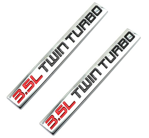 2x Chrome Finish Metal Emblem 3.5L Twin Turbo Badge (Red & Black Letter ...