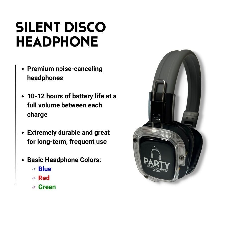 2 Quiet Party Wireless Headphones - Silent Disco 3 channel color change ...