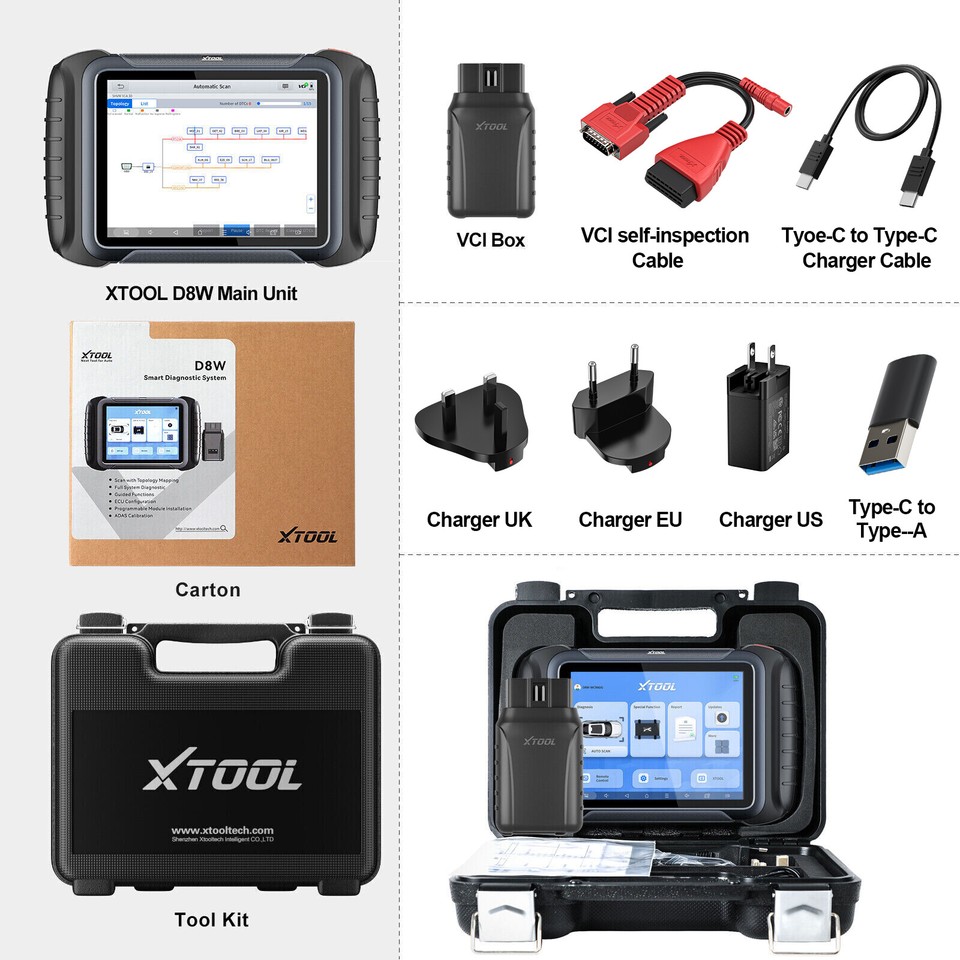 USED XTOOL D8W Auto WIFI Diagnostic Scanner Coding Topology Mapping 42 ...