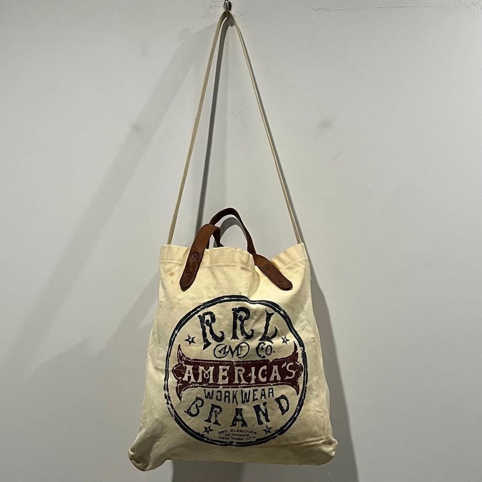 RRL RALPH LAUREN Canvas Leather 2Way Tote Bag Authentic Men Used | eBay