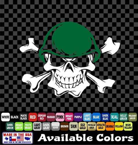 SKULL DECAL Cut Vinyl sticker Military Helmet Skeleton Army Bones ...