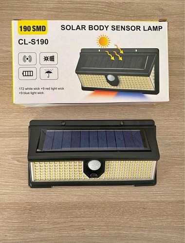 NEW SOLAR BODY SENSOR LAMP 190 SMD CL-S190 THREE MODES HOUSE HOME ...