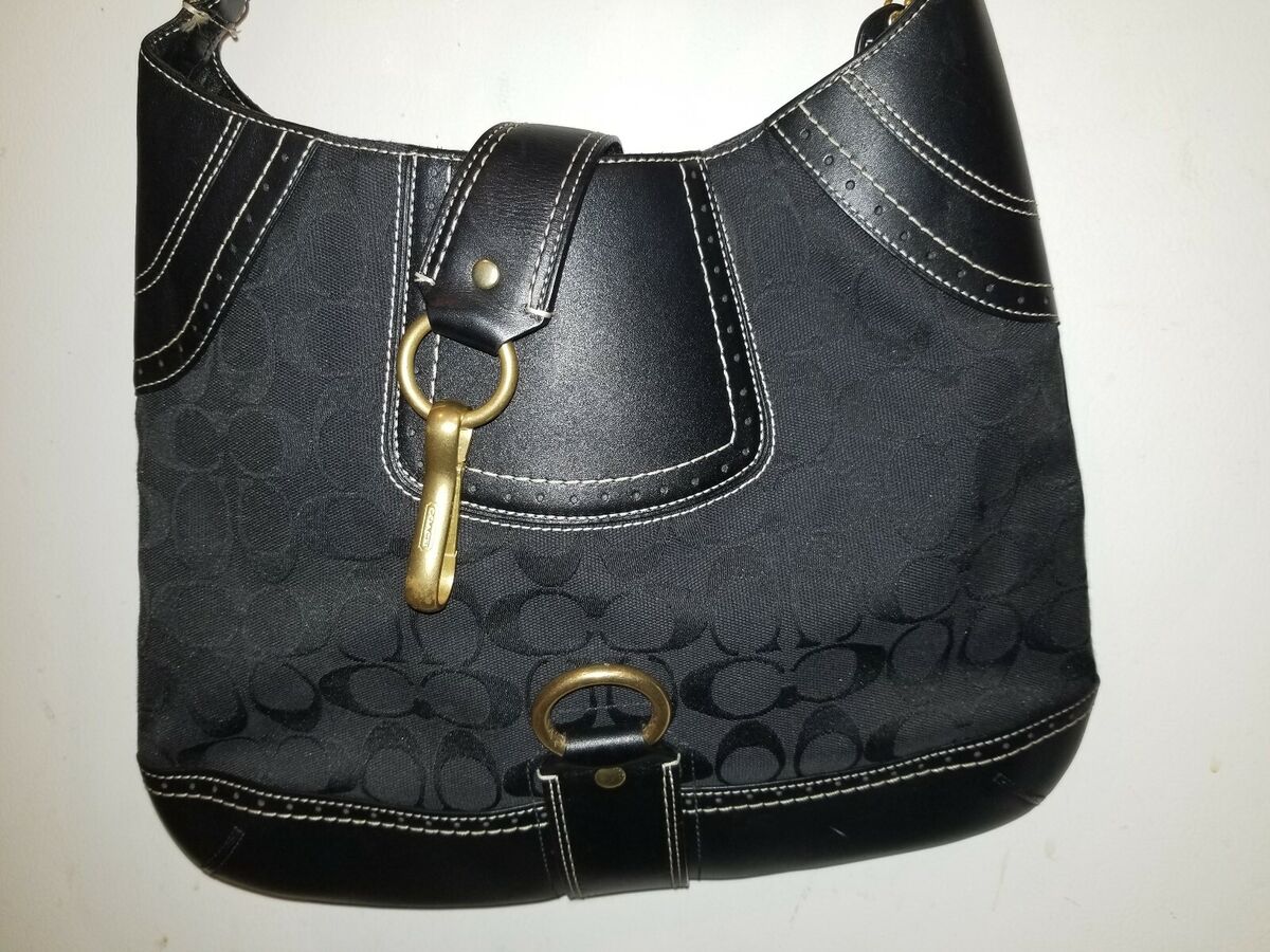 Coach Bag Black Signature/Jacuard/Leather Horsebit Hobo Bag Coach Bag Black Signature/Jacuard/Leather Horsebit Hobo Bag