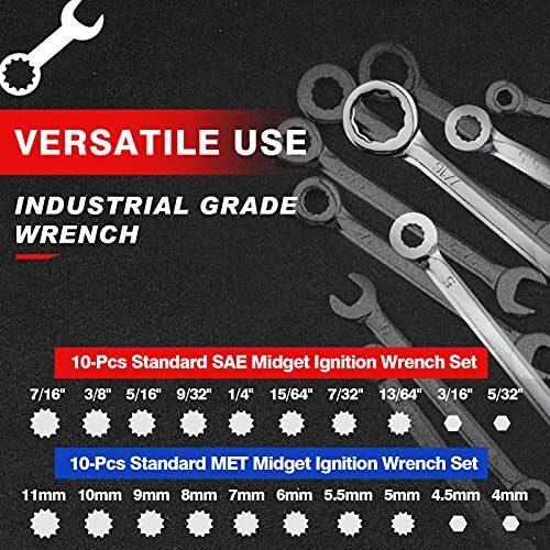 Mini Wrench Set Metric SAE Ignition Wrench Sets Open and Box End Wrench ...