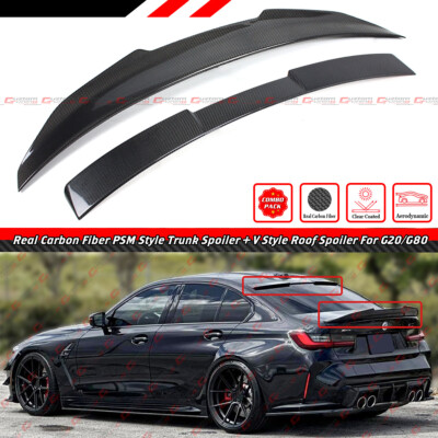 FOR 19-26 BMW G20 330i G80 M3 CARBON FIBER PSM TRUNK SPOILER + REAR ...