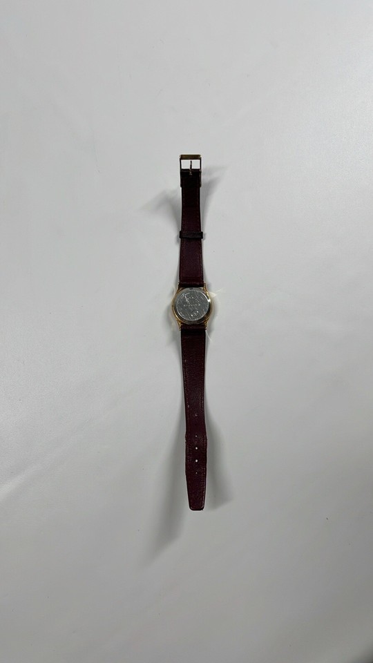 TIMEX K CELL Vintage Red Leather Strap Round Face Roman Numerals Lady's ...