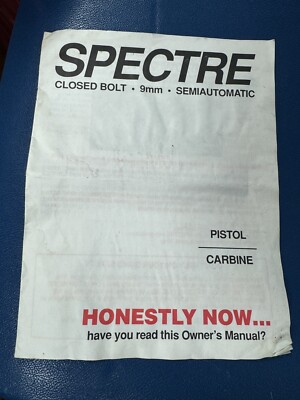 Rare Vintage Spectre Closed Bolt 9mm Owners Manual | eBay