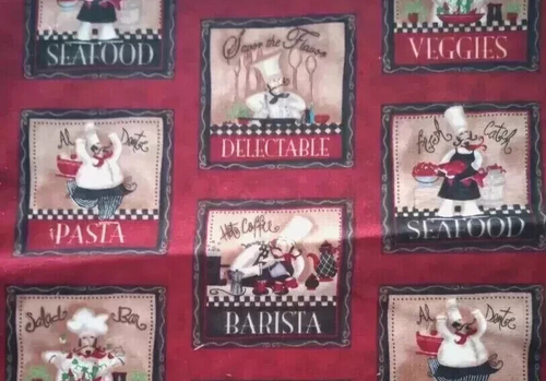 italian chef kitchen fun fabric length piece 12 x 12 inch new | eBay