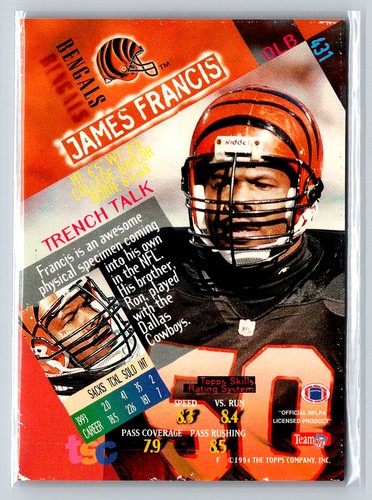 # 431 James Francis Cincinnati Bengals 1994 Stadium Club | eBay