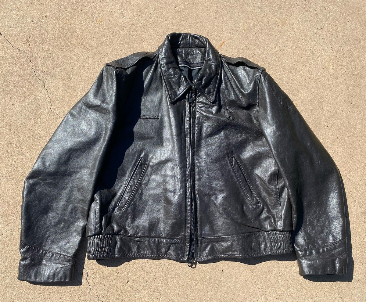 Vintage 90's Dean's Crew Leather Police Jacket, Dark Brown Vintage 90's Dean's Crew Leather Police Jacket, Dark Brown
