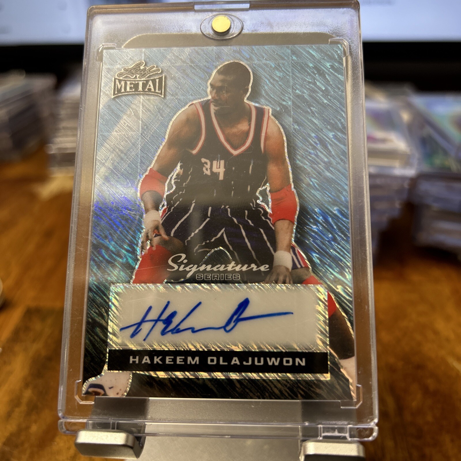2024 Leaf Metal Signature Series Blue Shimmer 1/1 Hakeem Olajuwon Auto ...