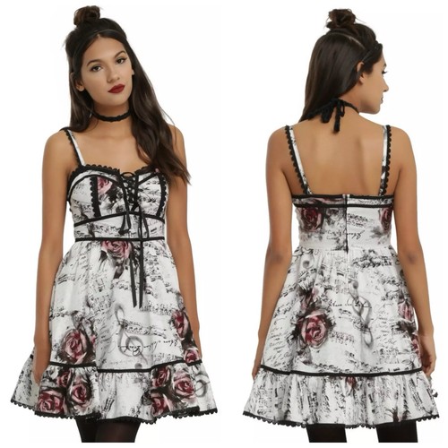 Hot Topic Y2K Corset Dress Floral Music Gothic Petticoat Grunge ...
