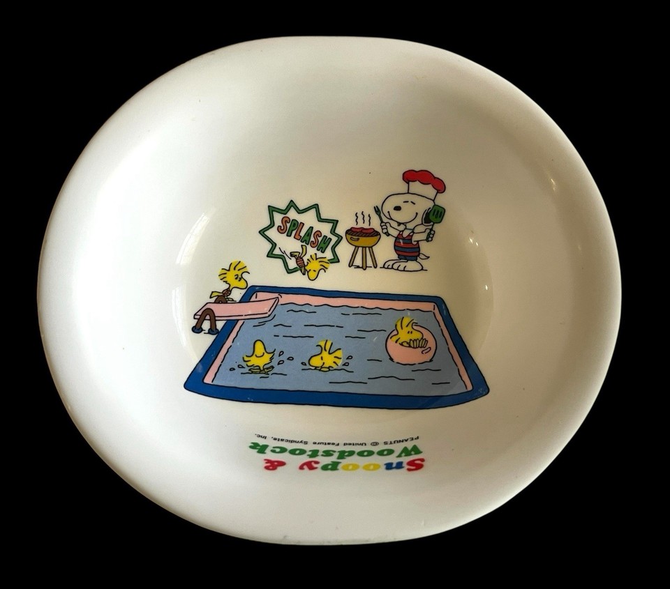 3 Vintage Children's Melamine Food Dishes One Woodstock/Snoopy Two ...
