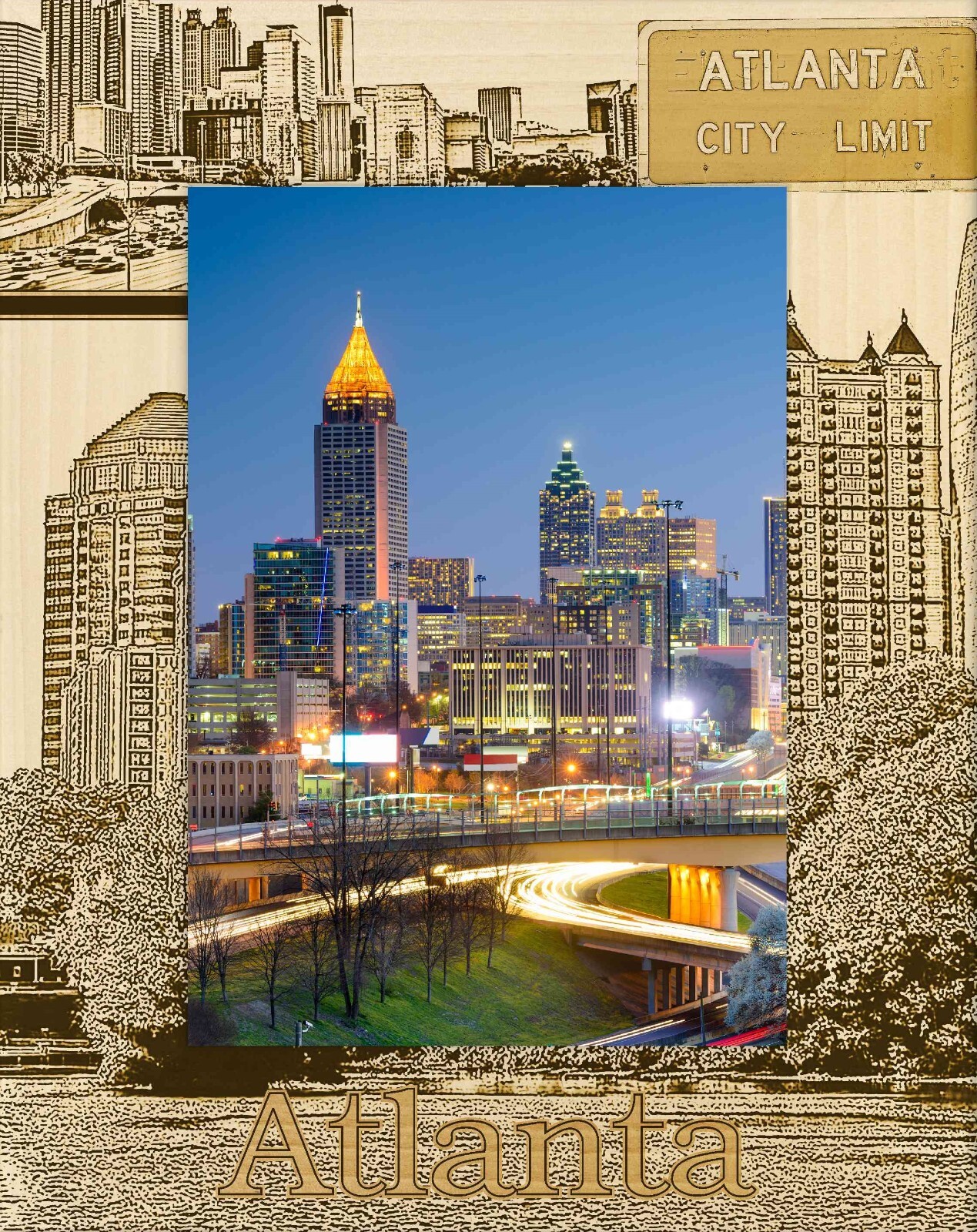 Atlanta Georgia Laser Engraved Wood Picture Frame Portrait (3 x 5) | eBay