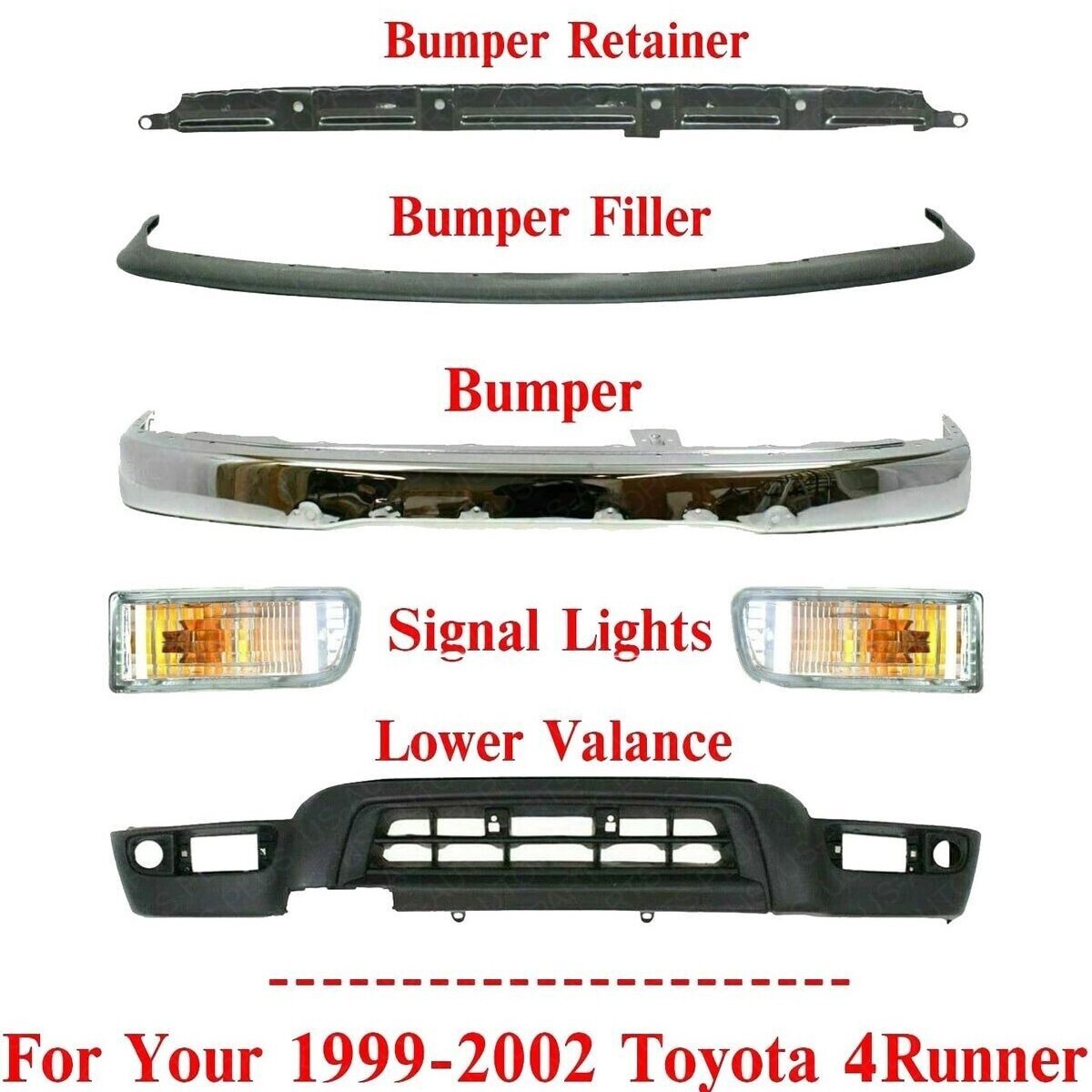 Front Bumper Chrome Steel Kit + Signal Lights LH&RH For 1999-2002 ...