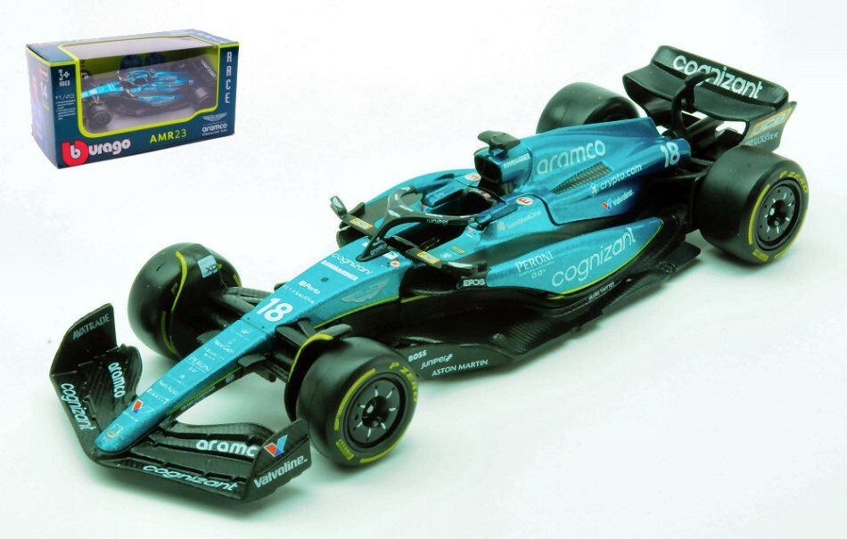 Model Car formula 1 F1 Scale 1:43 Burago Aston Martin AMR 23 Stroll ...