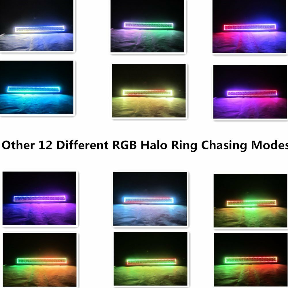 14/20/22/32/42/50 inch 288W Led Light Bar Combo RGB Halo Chasing & Free ...
