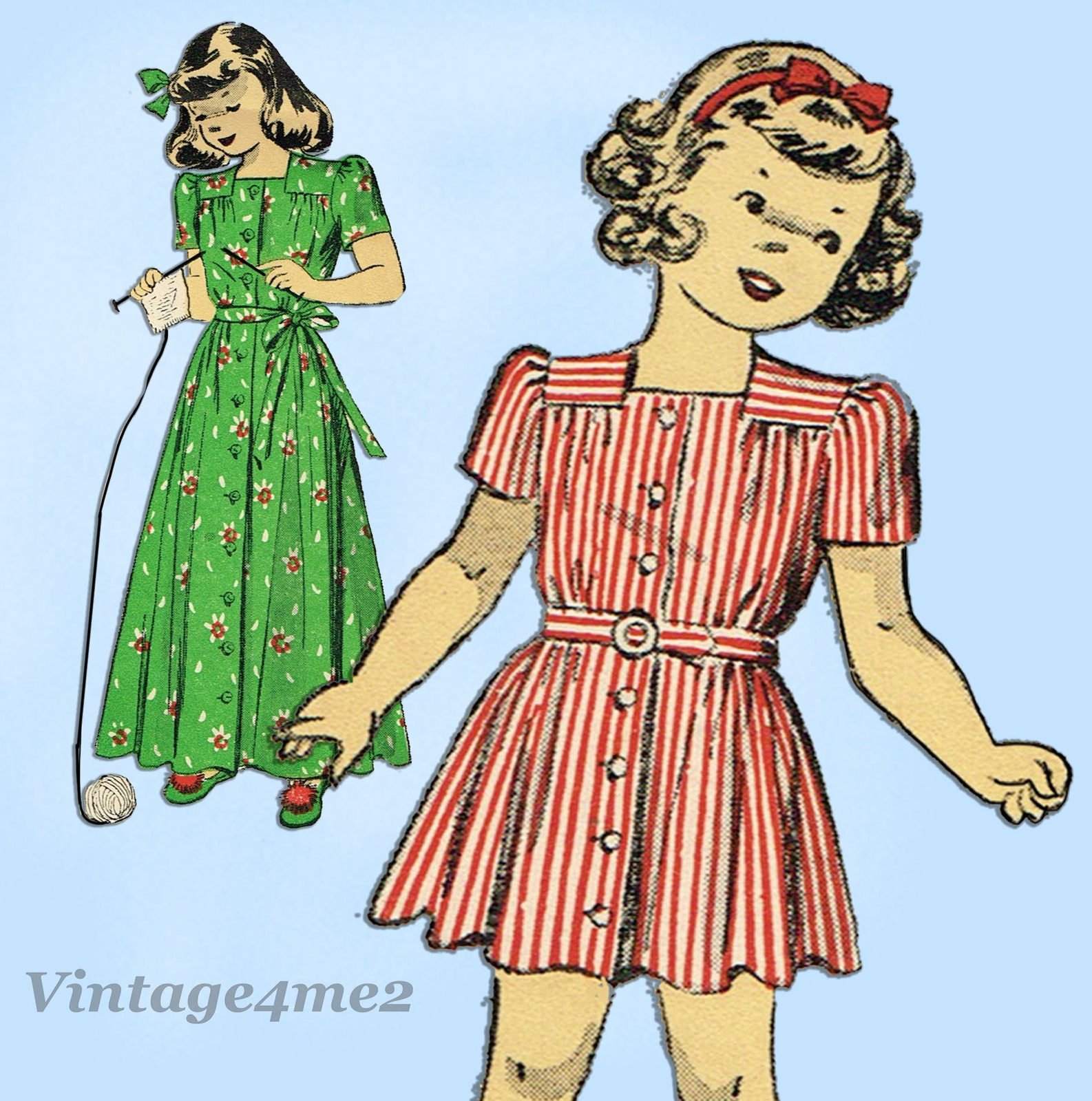 Du Barry 2764: 1940s Uncut Toddler Girls Housecoat Size 2 Vintage ...