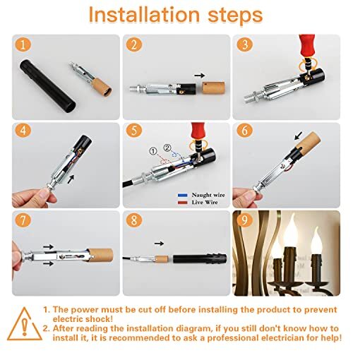 6 Set E12 Adjustable Candelabra Socket Chandelier Fixture Sockets With ...