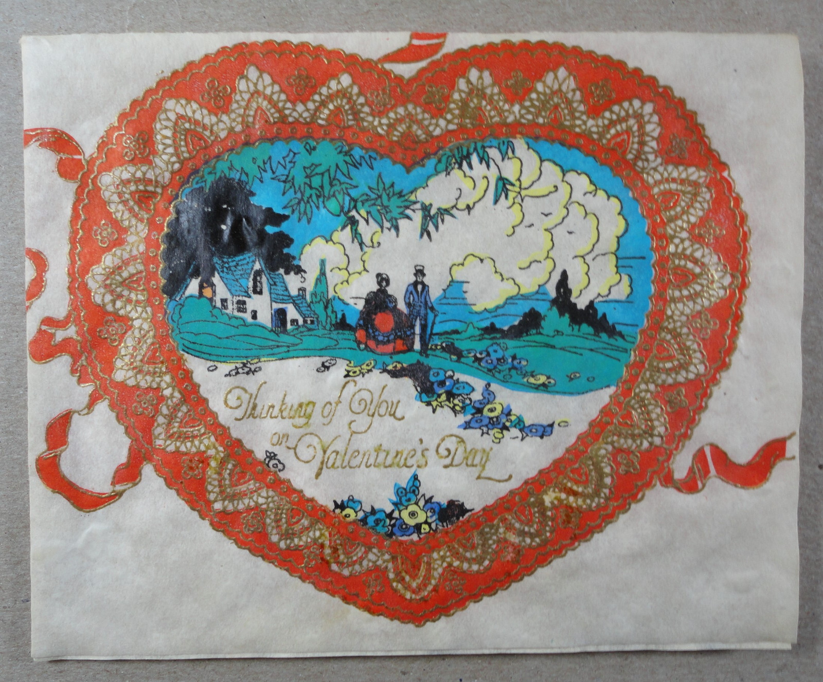 Vintage Rust Craft Valentine Card c1920s Rippled Paper | eBay