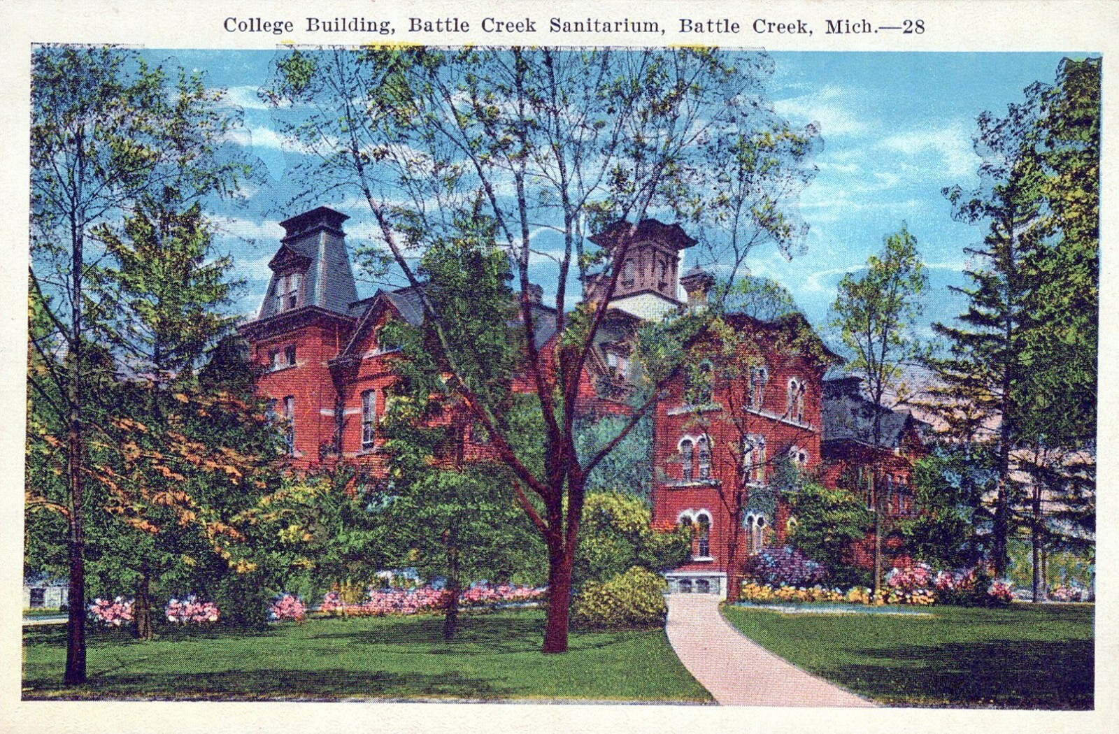Battle Creek Michigan College Building Battle Creek Sanitarium Postcard ...