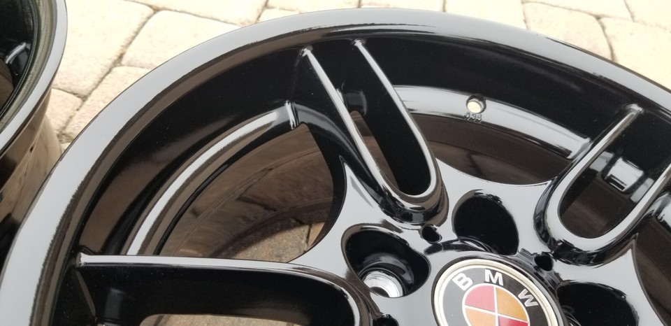 BMW E24 E28 M5 E39 OEM MPar 17" Staggered Style 66M Gloss Black Wheels ...